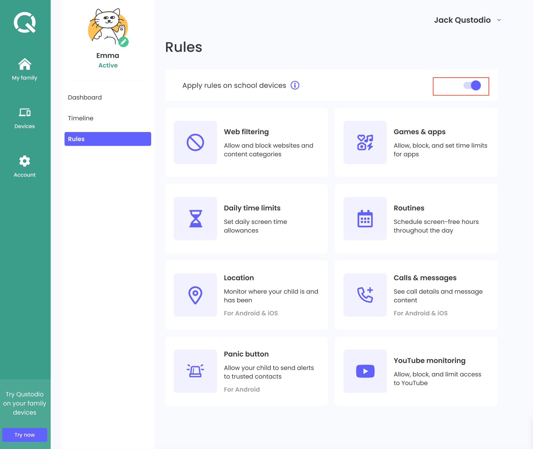 How do I apply my own rules on school-issued devices? – Qustodio Help
